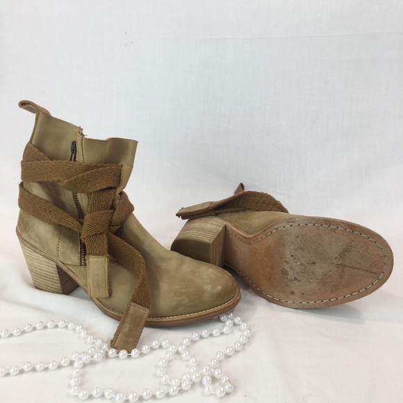 Humanoid | Shoes | Humanoid Tan Leather Boots With Ties Size 37 | Poshmark